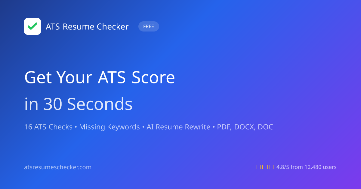 ATS Resume Checker by Role — Free Score for Every Career | ATS Resume ...